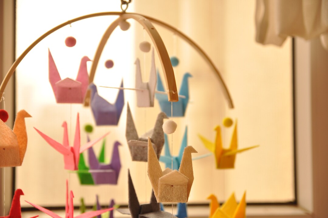 Felt Origami Crane/bird Mobile/origami Crane Mobile/crane Mobile/gift ...