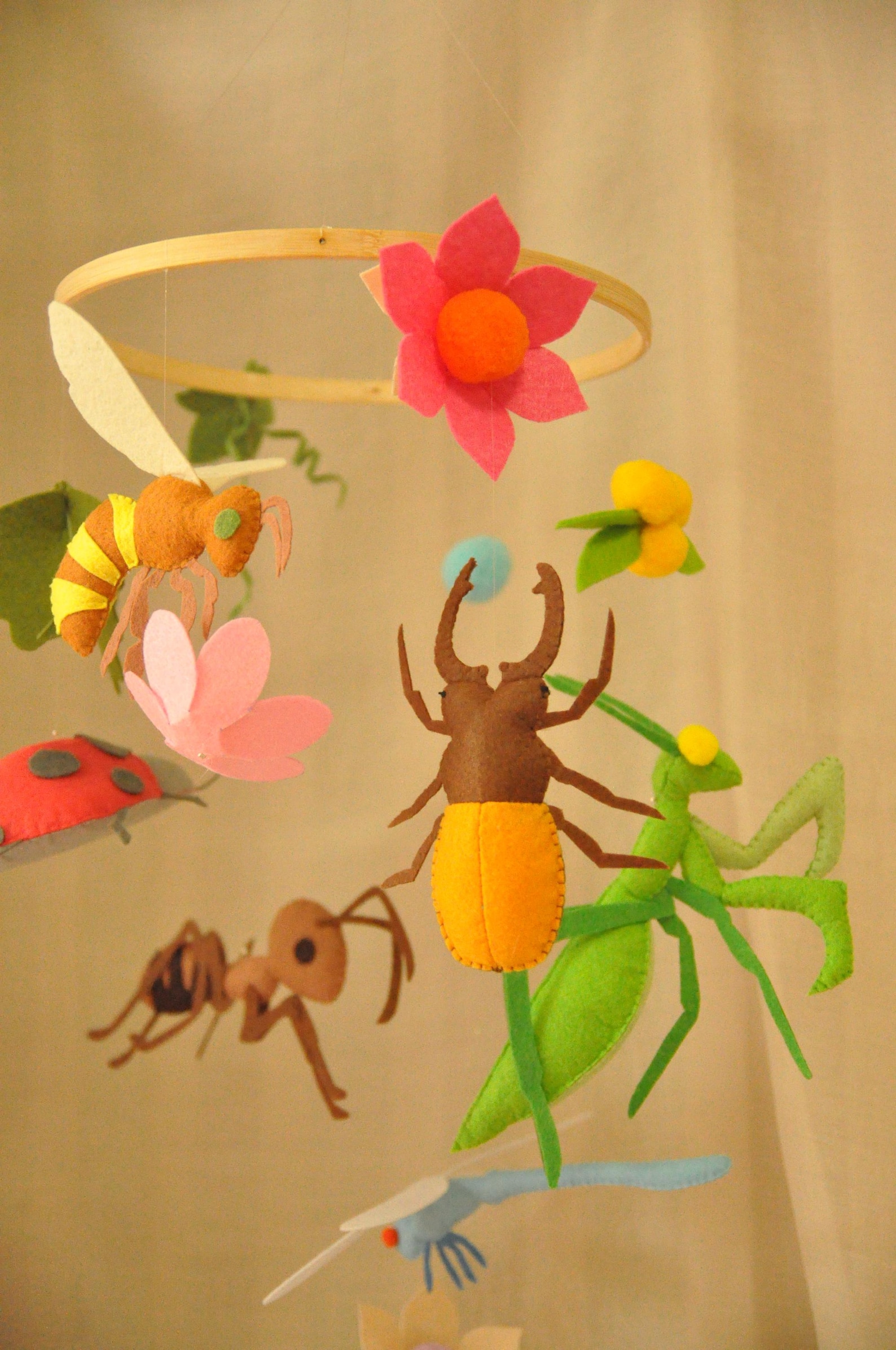 Neutral Insect Crib Mobile - Montessori Baby Nursery Decor With Felt ...