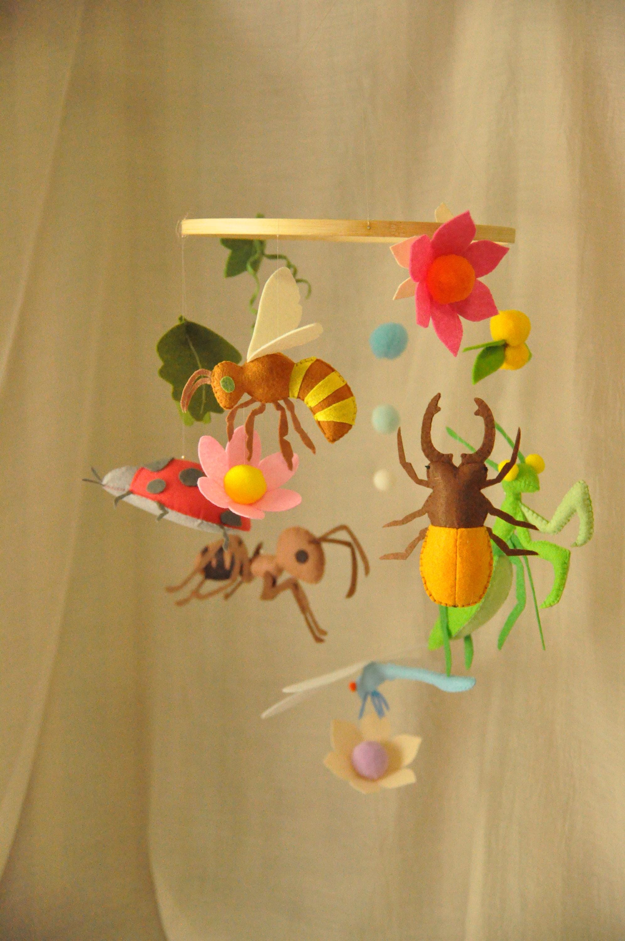Neutral Insect Crib Mobile - Montessori Baby Nursery Decor With Felt ...