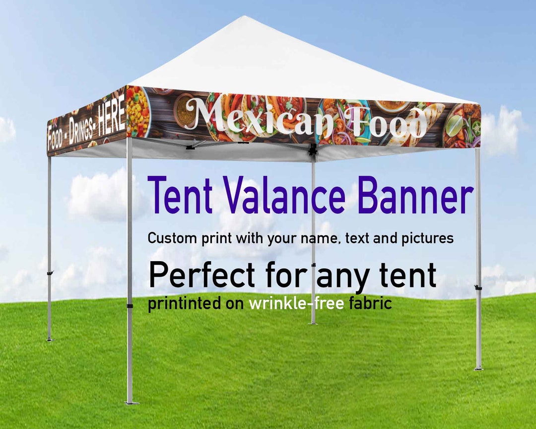 Custom Tent Banner for Any Canopy Roof No Grommets, Tools or Ropes ...