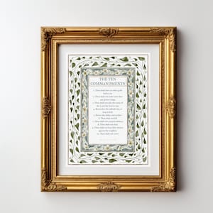 The Ten Commandments Print Biblical Art Christian Painting Ten ...