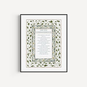 The Ten Commandments Print Biblical Art Christian Painting Ten ...