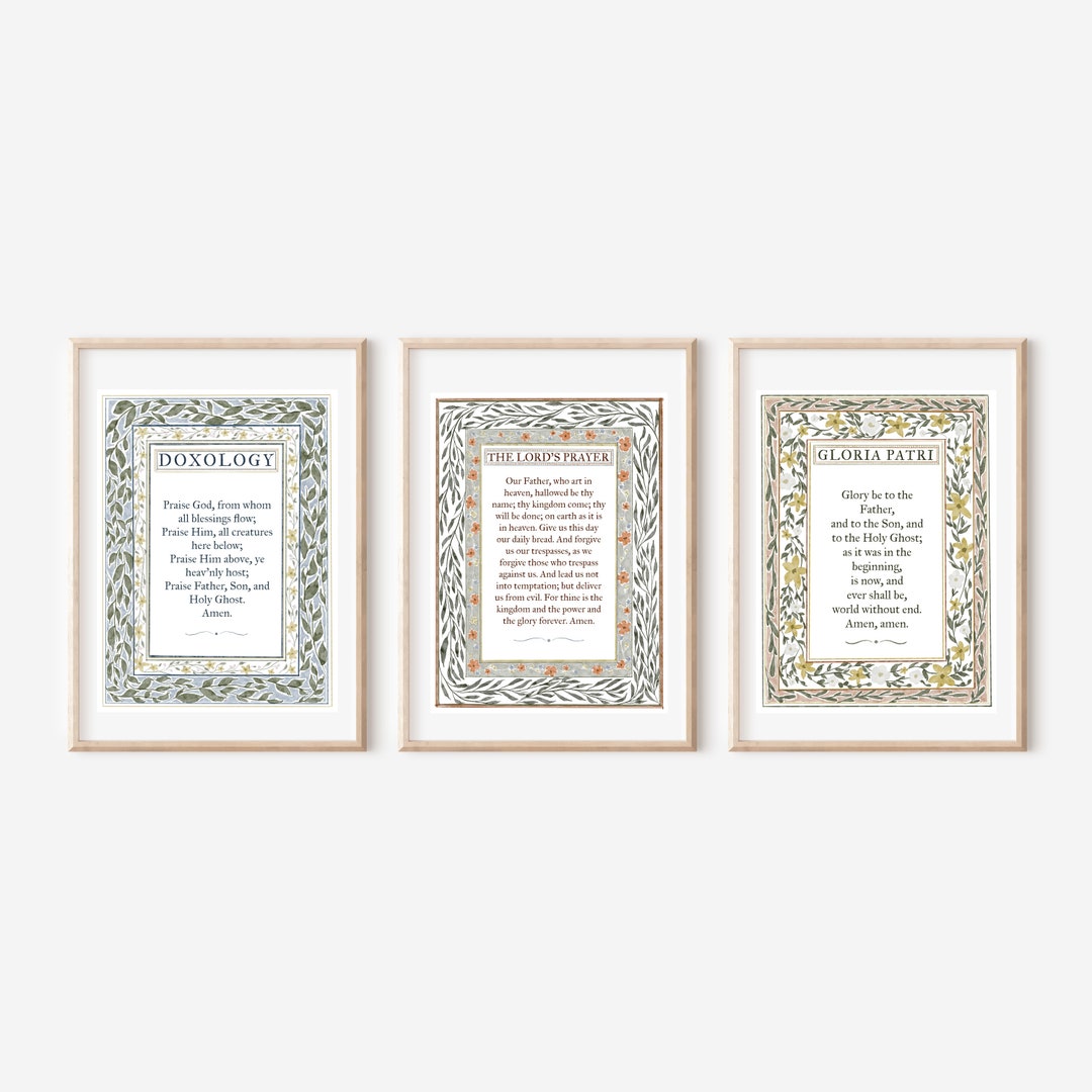 Watercolor Prayer Prints the Lord's Prayer the Doxology Gloria Patri ...