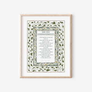The Ten Commandments Print Biblical Art Christian Painting Ten ...