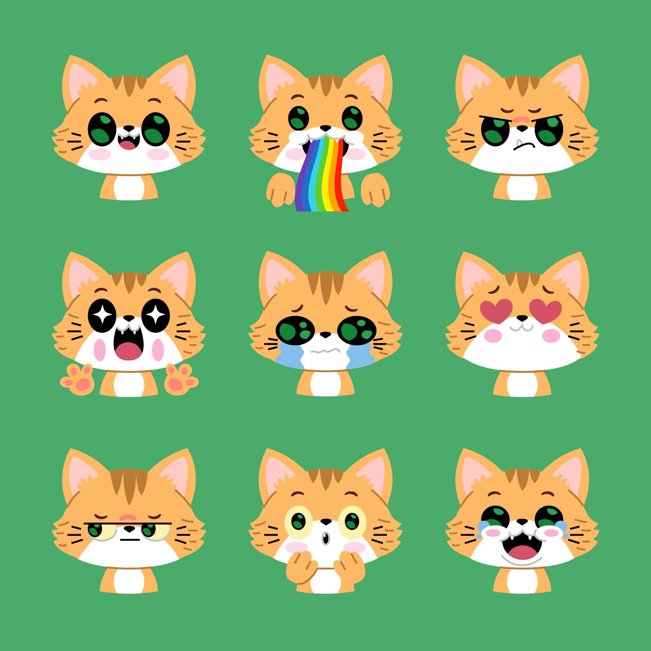 Adorable Cat Emoji SVG, PDF, EPS Bundle Express Your Feline Love - Etsy