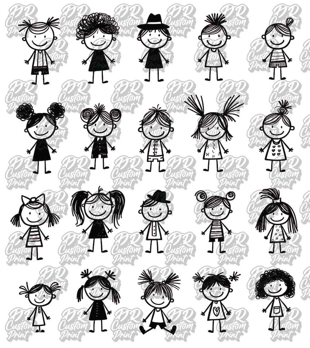 Cheerful Stick Figure Family Clipart Bundle - Digital Download - Etsy