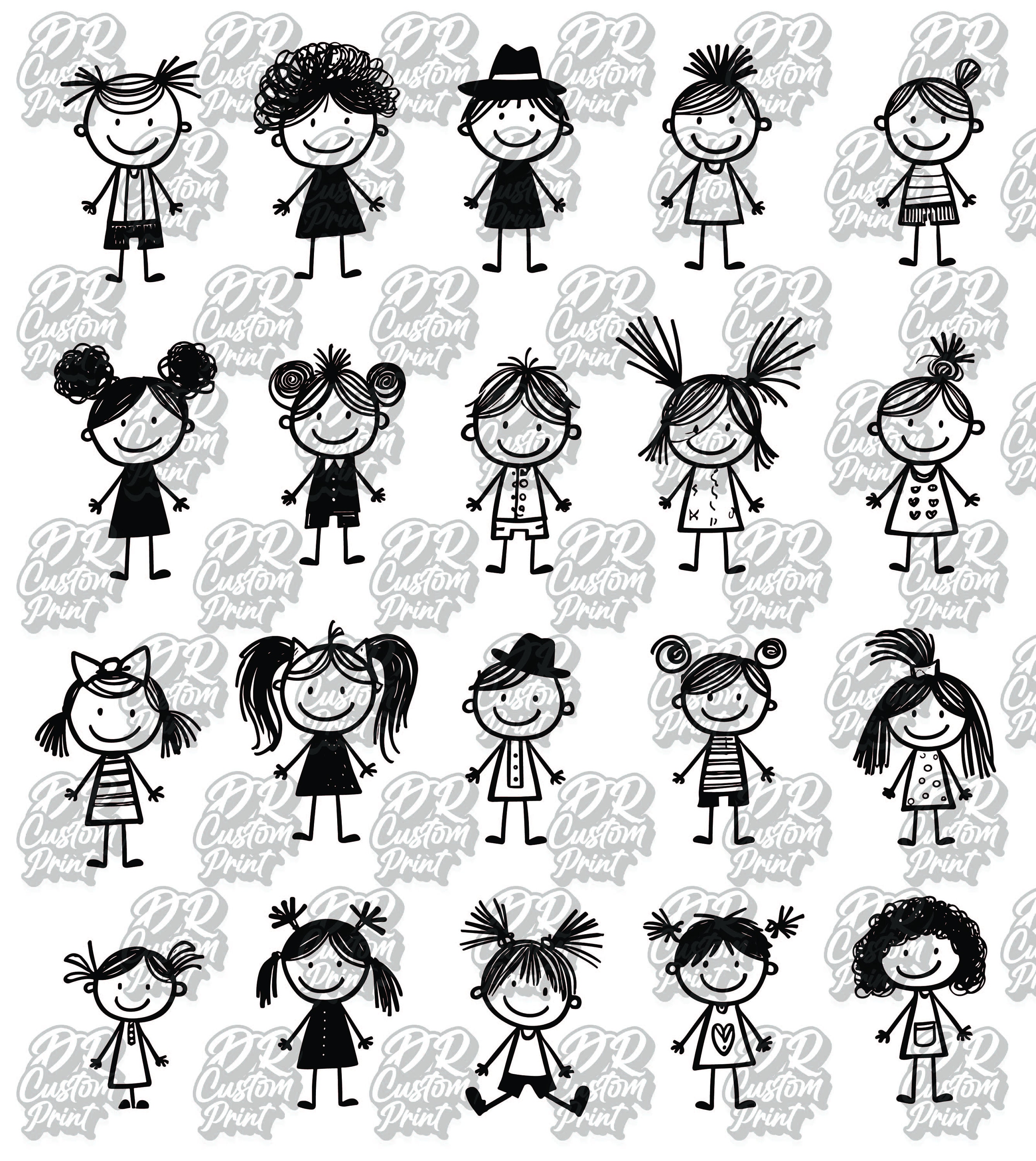 Cheerful Stick Figure Family Clipart Bundle - Digital Download - Etsy