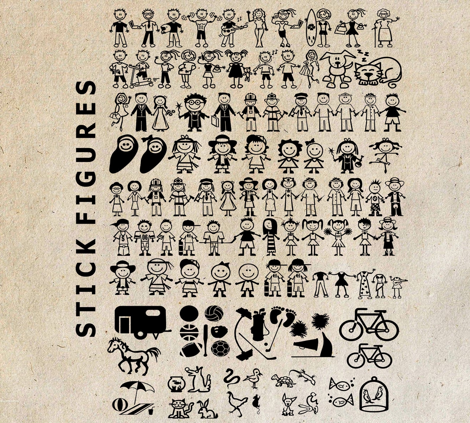 Stick Family Figures Bundle - Etsy