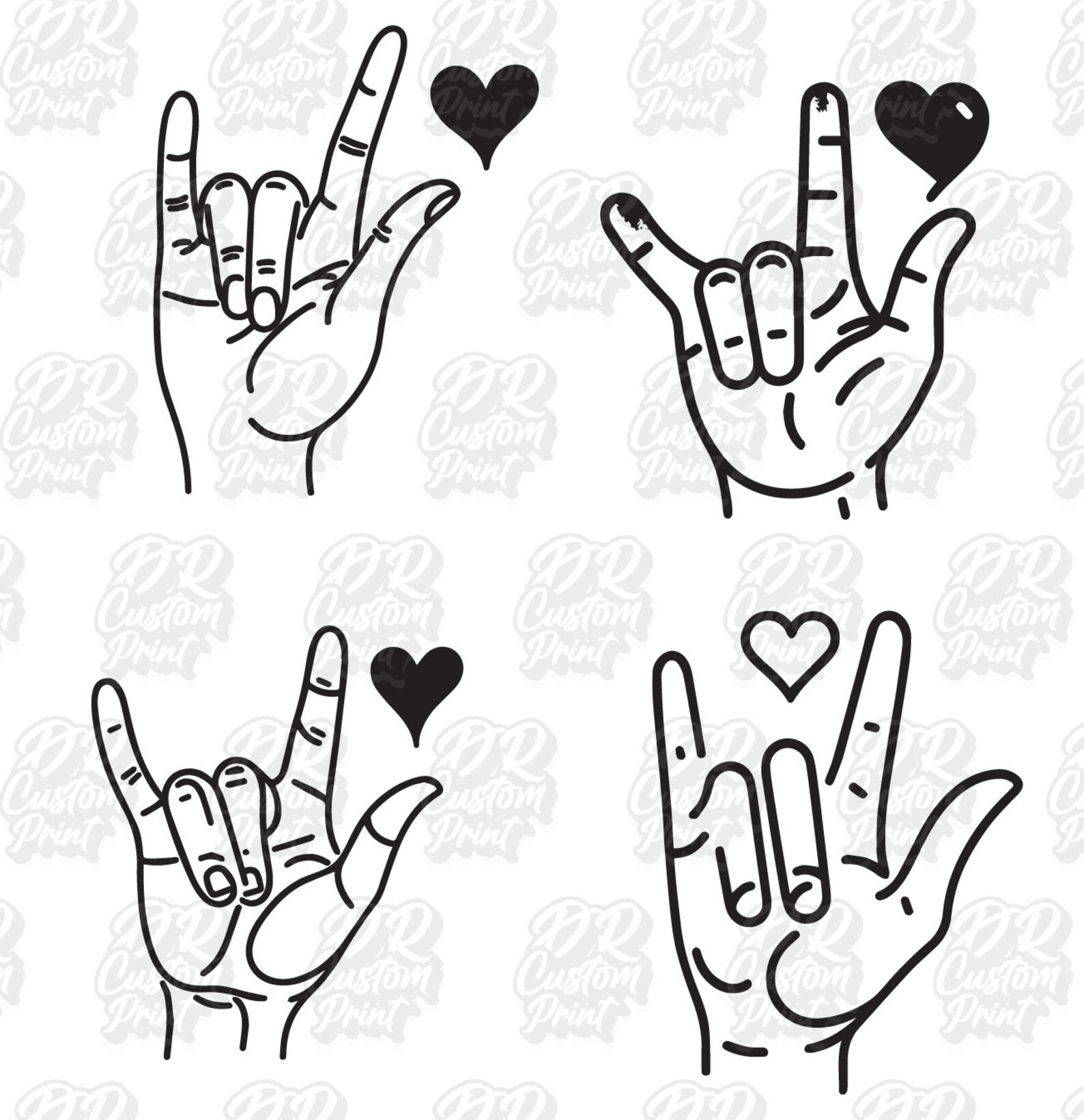 Sign Language 'I Love You' Svg, Pdf, Png and Ai - Digital Art Files for ...