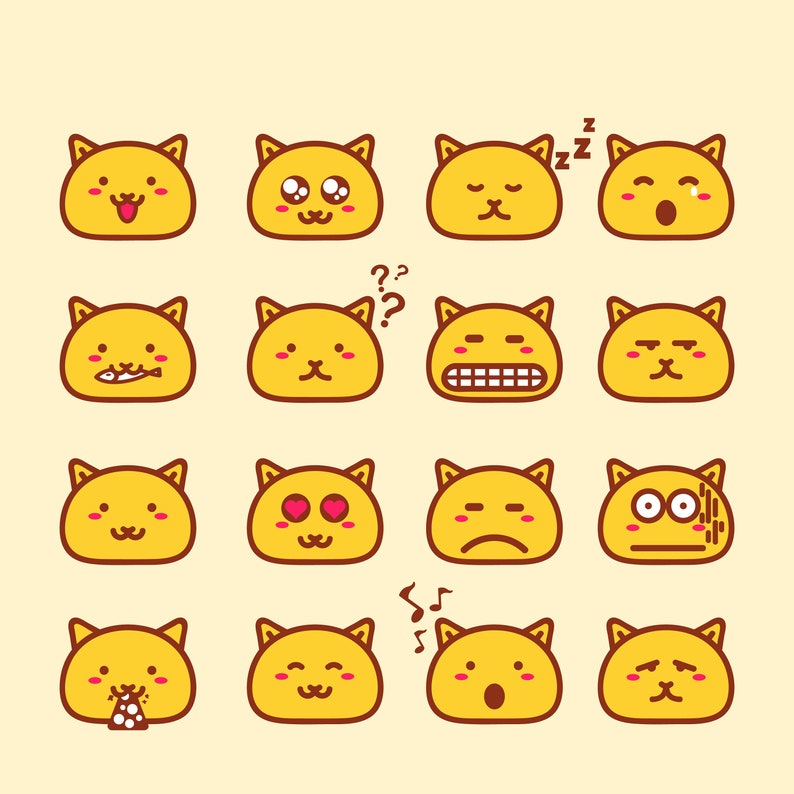Adorable Cat Emoji SVG, PDF, EPS Bundle Express Your Feline Love - Etsy