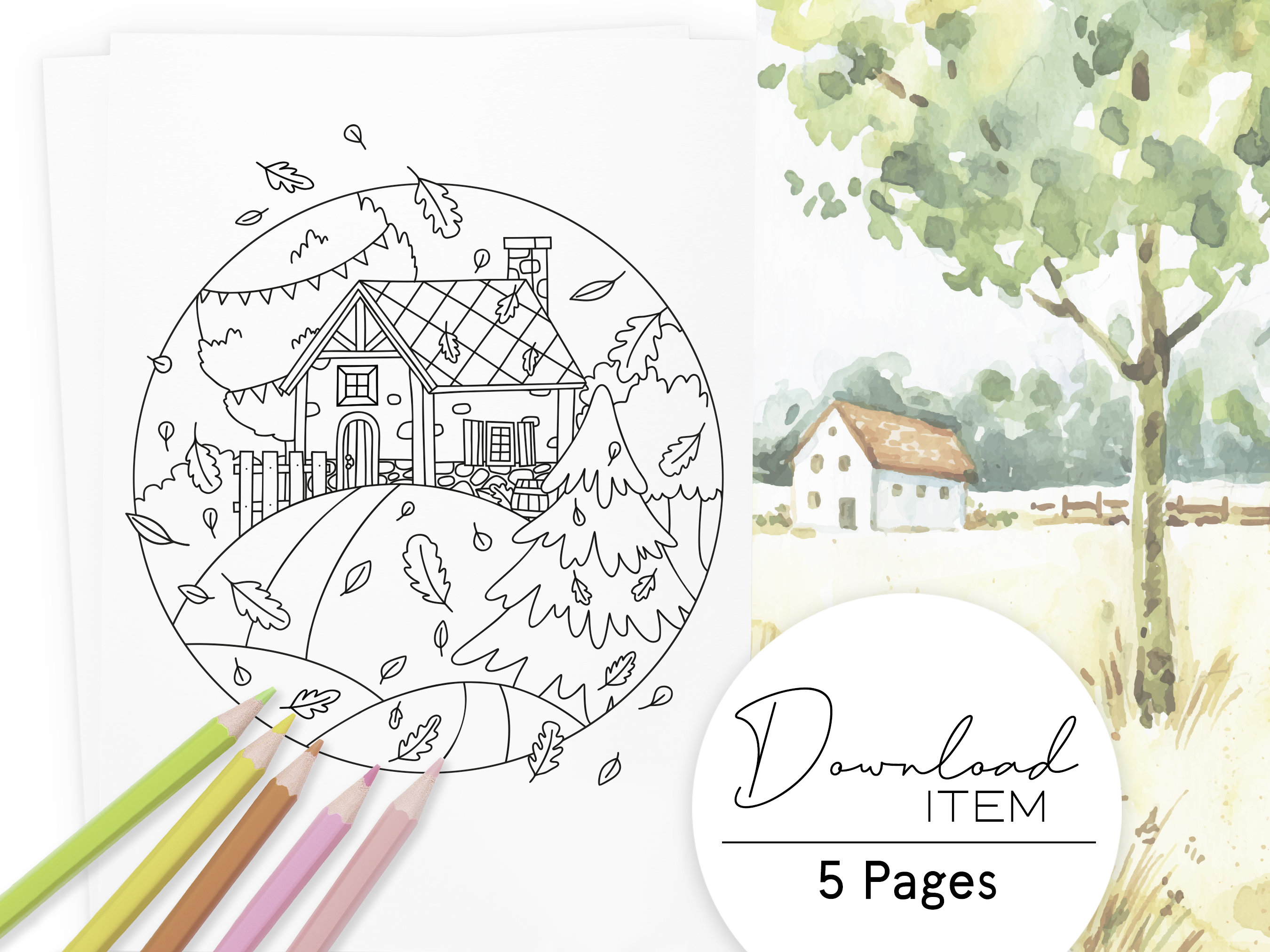Coloring Pages for Adults: "my Happy Seasons", Printable PDF With 5 ...