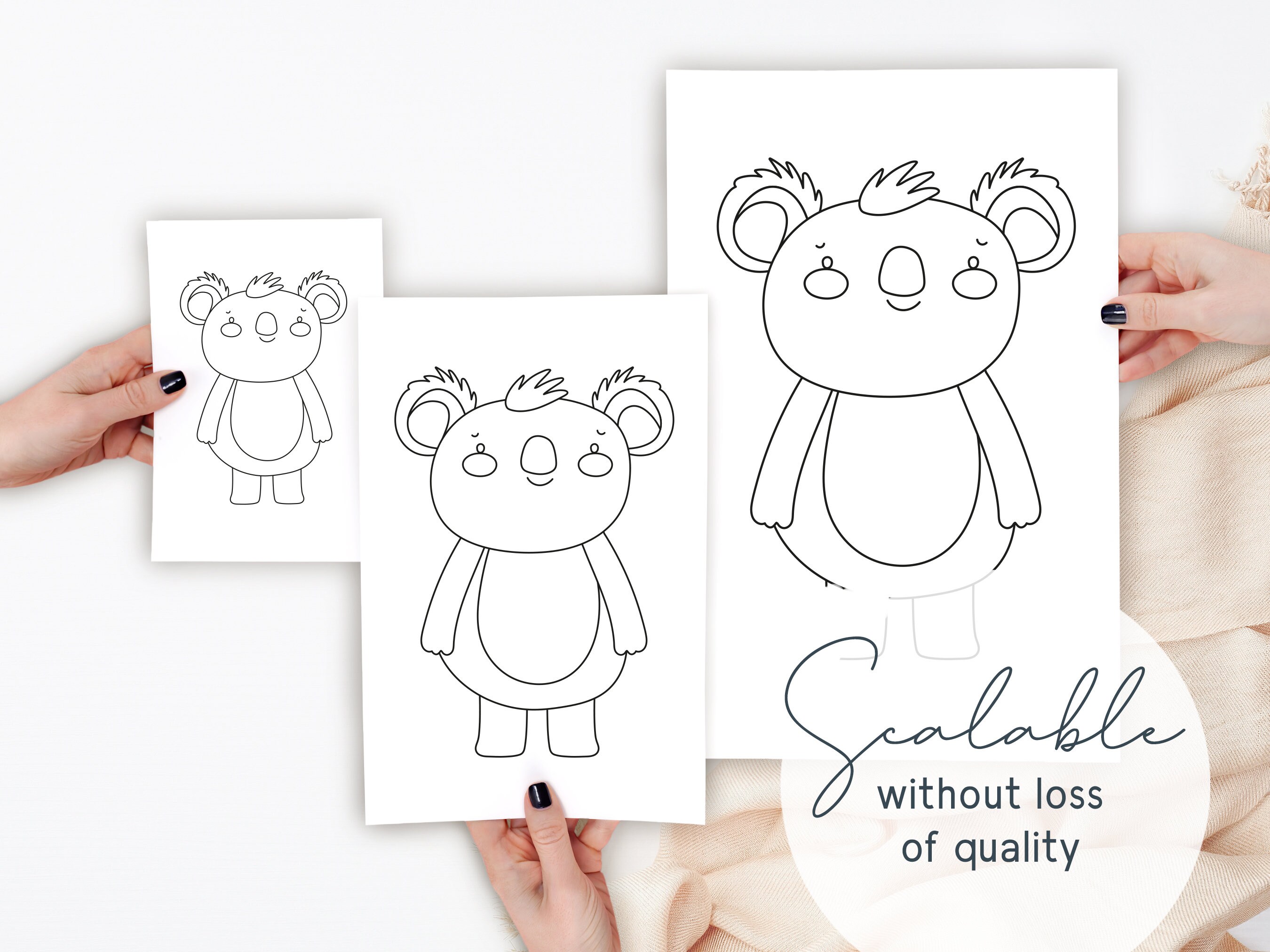 Printable Coloring Pages for Kids happy Animals, 10 Designs ...
