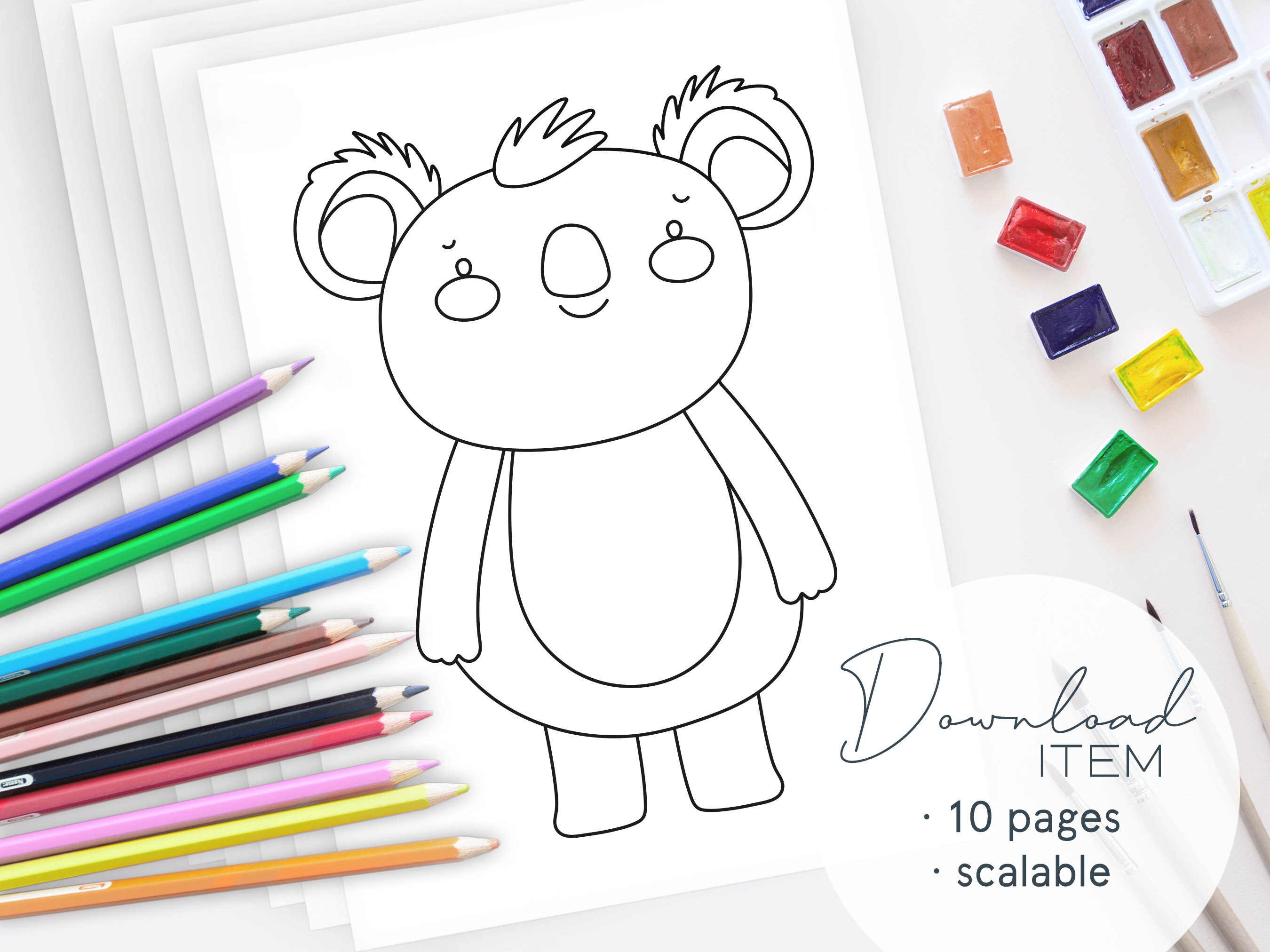 Printable Coloring Pages for Kids happy Animals, 10 Designs ...