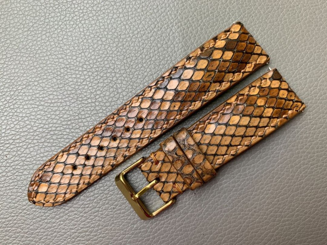 BROWN Genuine SNAKE Leather Watch Strap Band, Leather Watch Strap ...