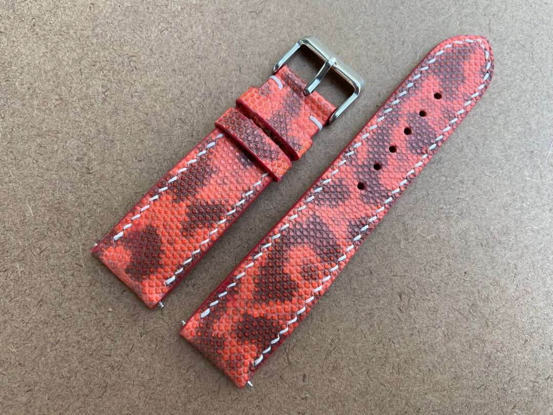 Pink SNAKE Leather Watch Strap Band, Leather Watch Strap, Handmade ...