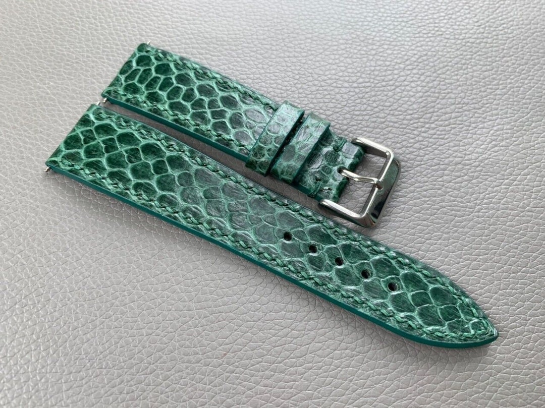 GREEN Genuine SNAKE Leather Watch Strap Band, Leather Watch Strap ...