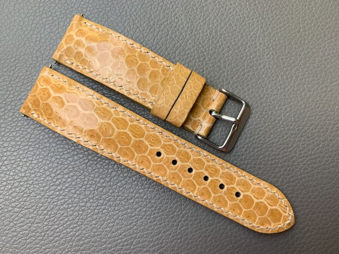 Beige Genuine SNAKE Leather Watch Strap Band, Leather Watch Strap ...