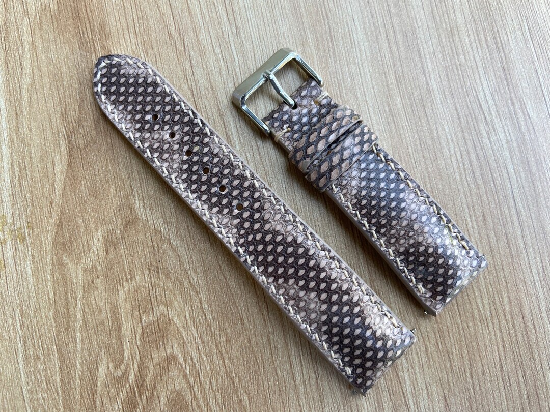 Gray SNAKE Leather Watch Strap Band, Leather Watch Strap, Handmade Watch Strap Band, Custom ...