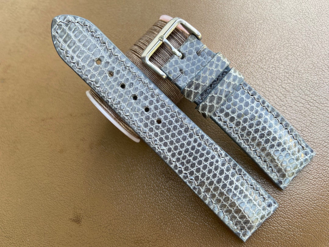 26mm 24mm 22mm 21mm 20mm 19mm 18mm 16mm Gray Lizard Leather Watch Strap ...