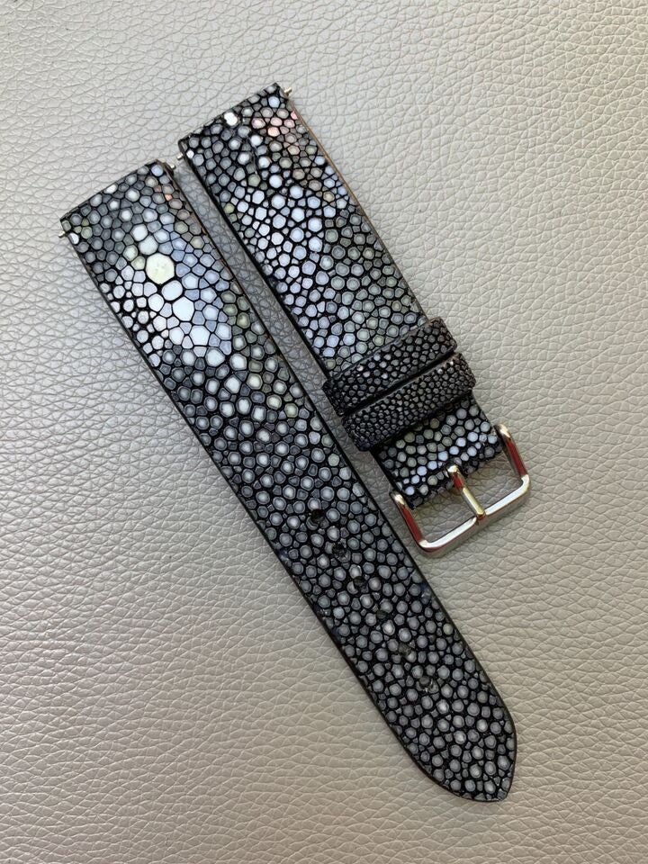 Black Stingray Leather Watch Strap Band, Handmade Watch Strap Band ...