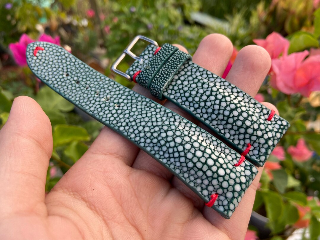 Green Genuine Stingray Leather Watch Strap Band, Leather Watch Strap ...