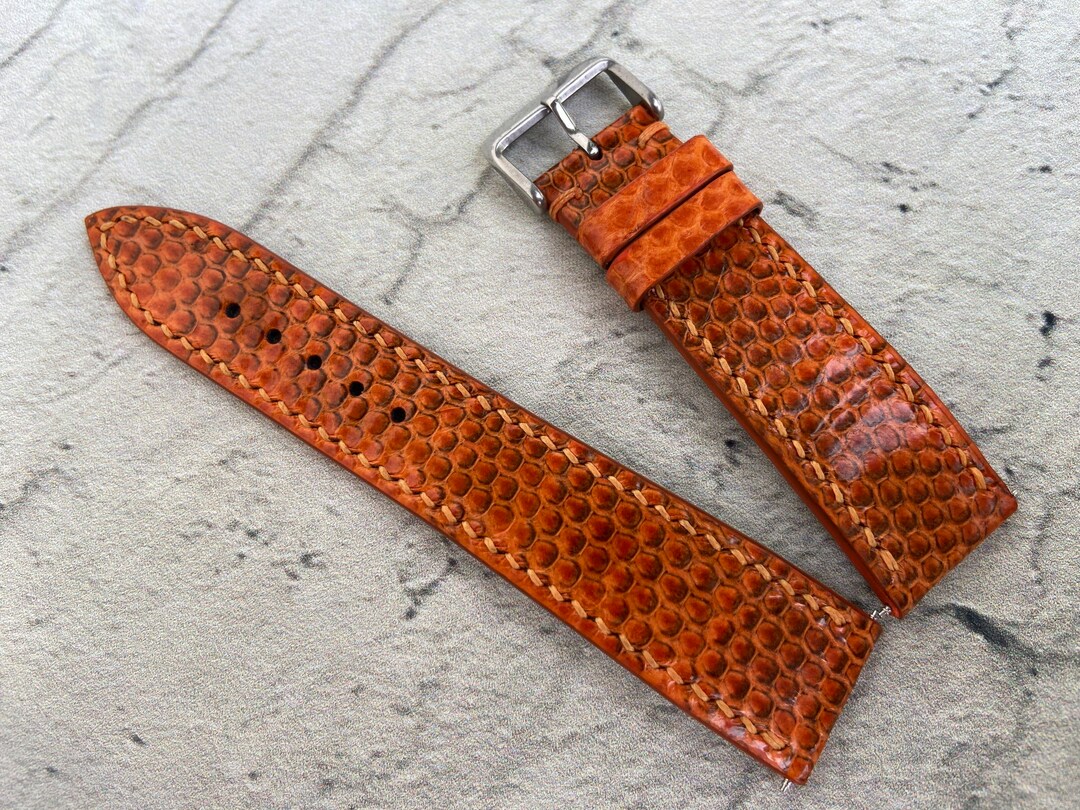 Orange Genuine Snake Leather Watch Strap Band, Leather Watch Strap ...