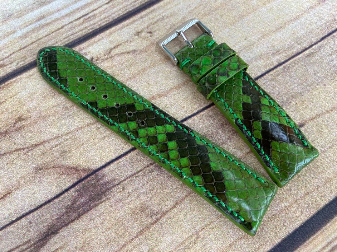 Green Genuine Snake Leather Watch Strap Band, Leather Watch Strap ...