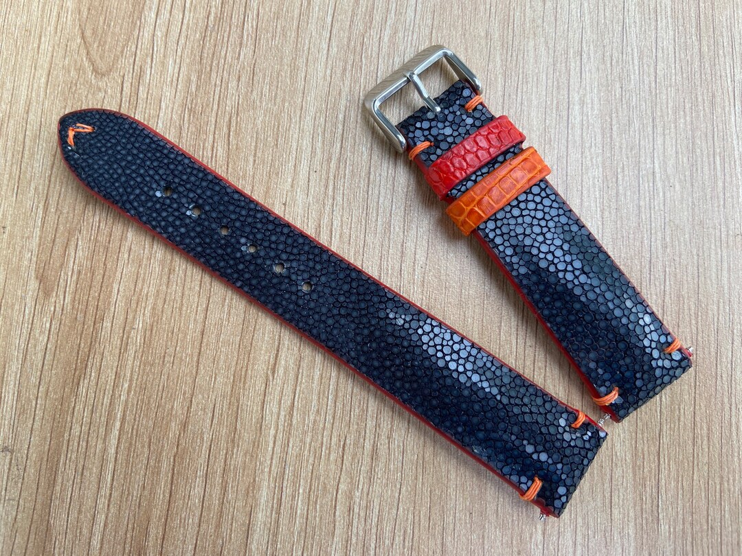 Black Genuine Stingray Leather Watch Strap Band, Leather Watch Strap ...