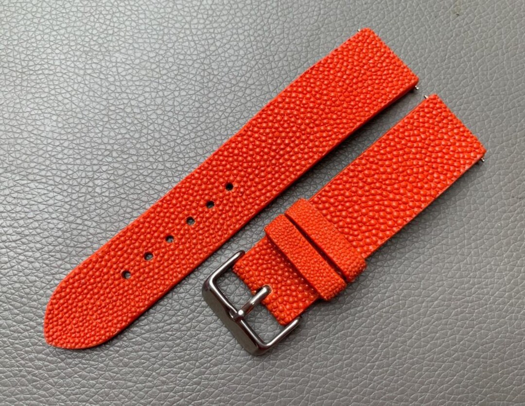 Orange Genuine STINGRAY Leather Watch Strap Band, Leather Watch Strap ...