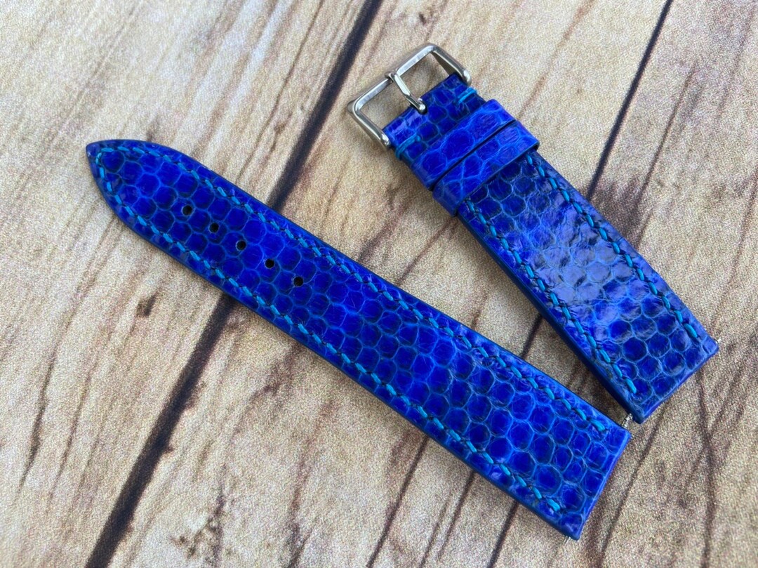 Blue Genuine Snake Leather Watch Strap Band, Leather Watch Strap ...