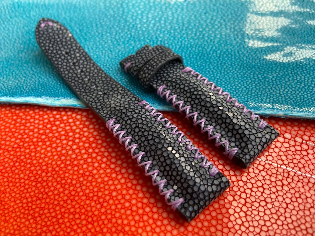 Black Genuine Stingray Leather Watch Strap Band, Leather Watch Strap ...