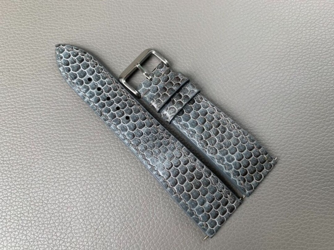 GRAY Genuine SNAKE Leather Watch Strap Band, Leather Watch Strap ...