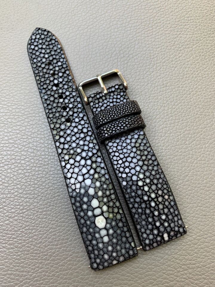 Black Stingray Leather Watch Strap Band, Handmade Watch Strap Band ...
