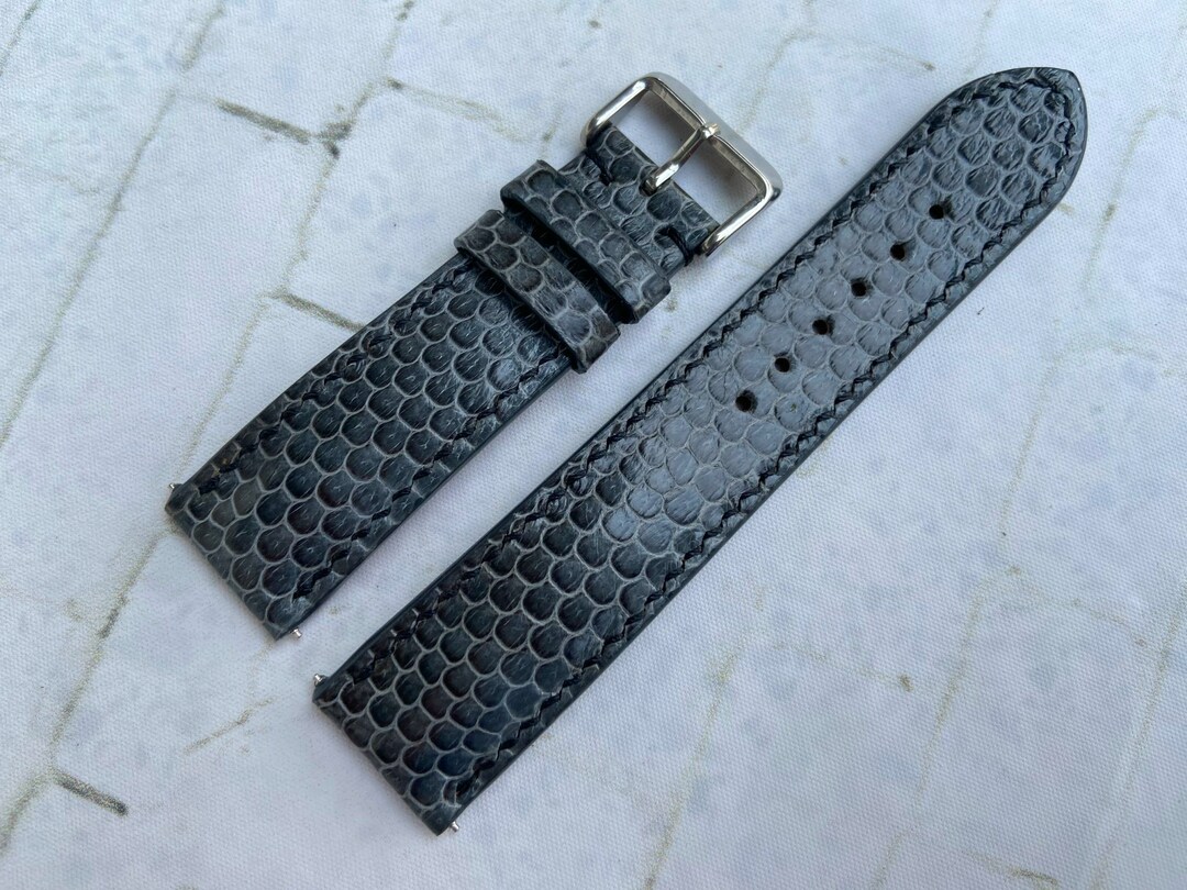 26mm 24mm 22mm 21mm 20mm 19mm 18mm 16mm Gray Python Leather Watch Strap ...