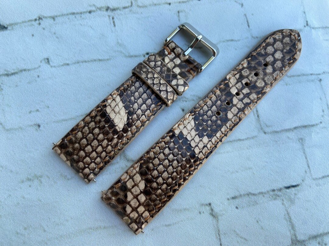 Gray Python Leather Watch Strap Band, Handmade Watch Strap Band Match ...