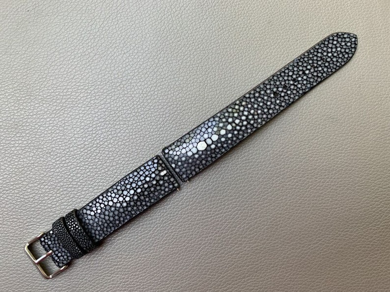 Black Stingray Leather Watch Strap Band, Handmade Watch Strap Band ...