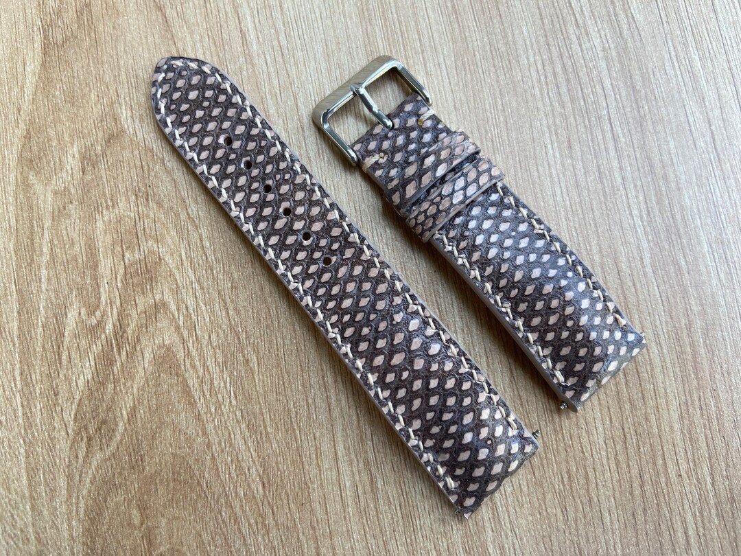 Gray SNAKE Leather Watch Strap Band, Leather Watch Strap, Handmade ...
