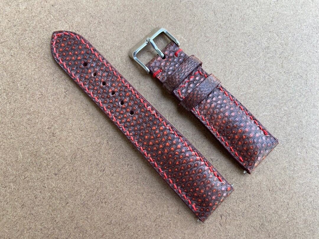 Dark Red SNAKE Leather Watch Strap Band, Leather Watch Strap, Handmade Watch Strap Band, Custom ...