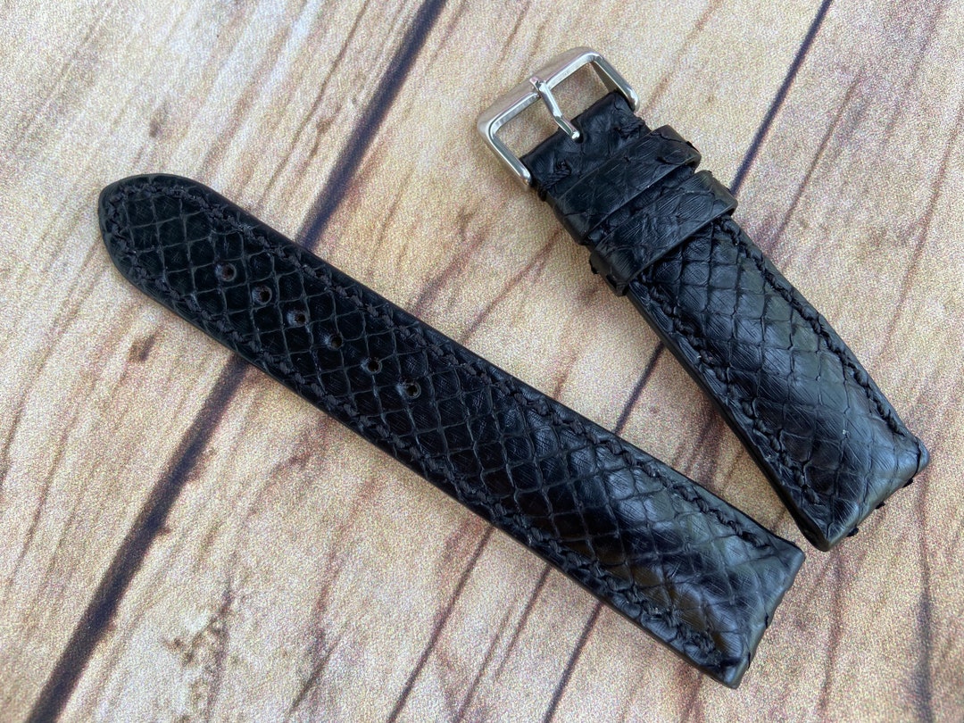 Black Genuine Snake Leather Watch Strap Band, Leather Watch Strap ...