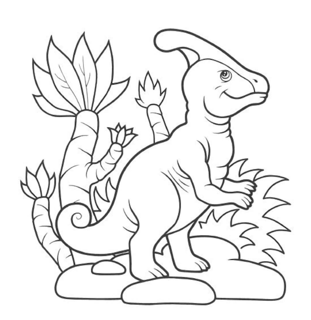 50 Page Dino Coloring Pages - Etsy