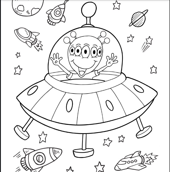 Cute Alien Coloring Page