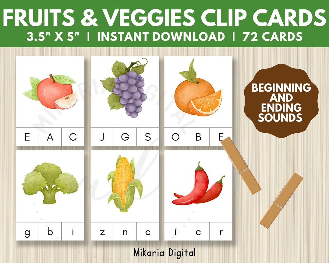 Fruit Alphabet Flashcards Printable, Vegetable Flashcards for Kids ...