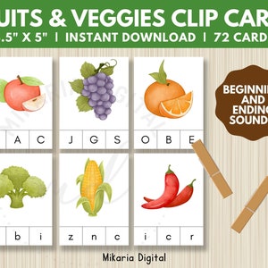Fruit Alphabet Flashcards Printable, Vegetable Flashcards for Kids ...