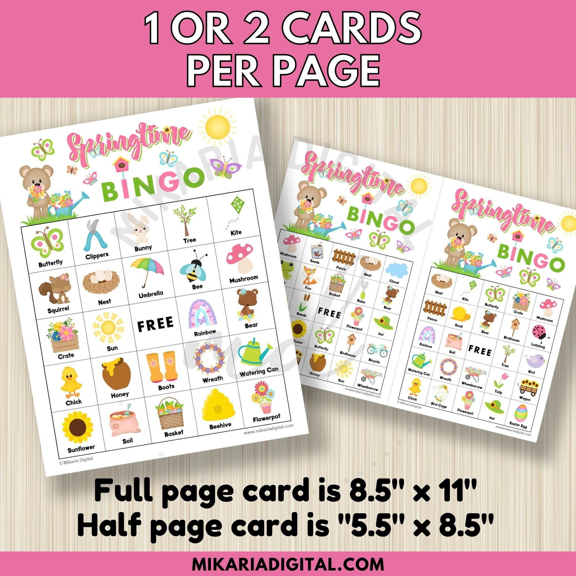 Spring Bingo Cards Printable Spring Birthday Party Games for - Etsy