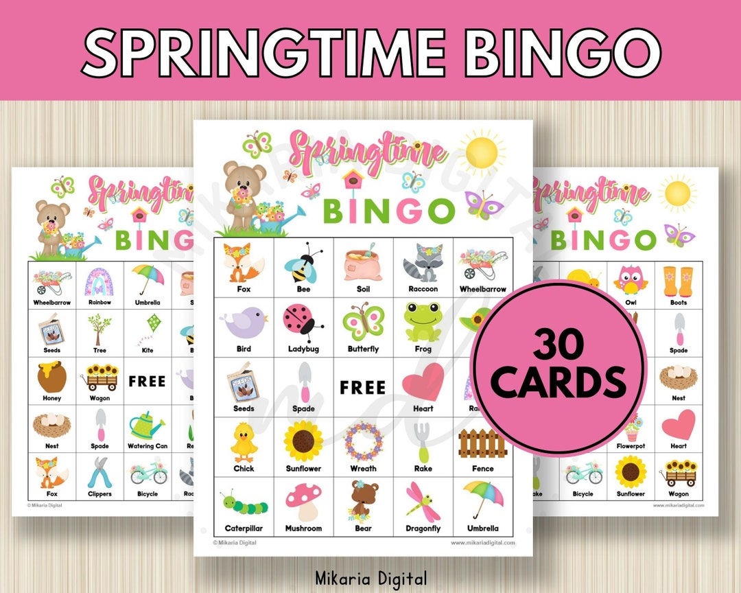 Spring Bingo Cards Printable Spring Birthday Party Games for - Etsy