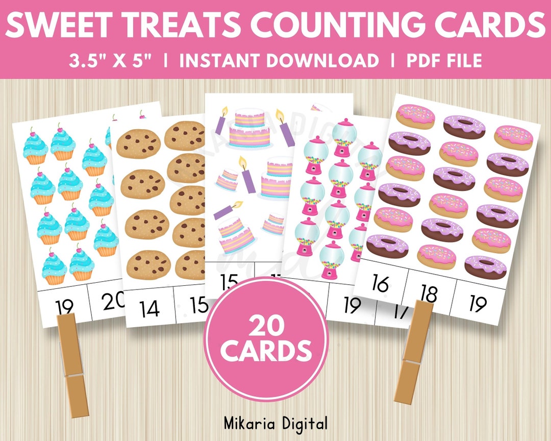 Sweet Treats Count and Clip Cards Printable Number Matching - Etsy