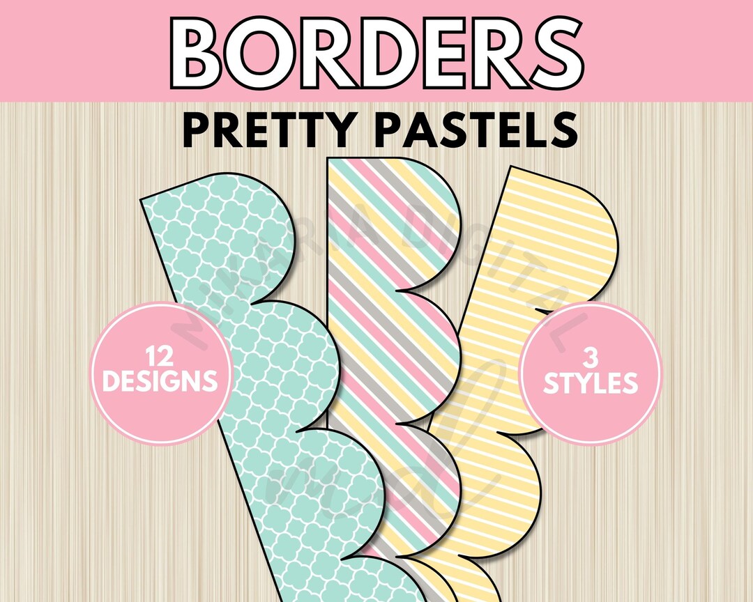 Buy Pastel Bulletin Board Borders Classroom Decor Printable, Pastel ...