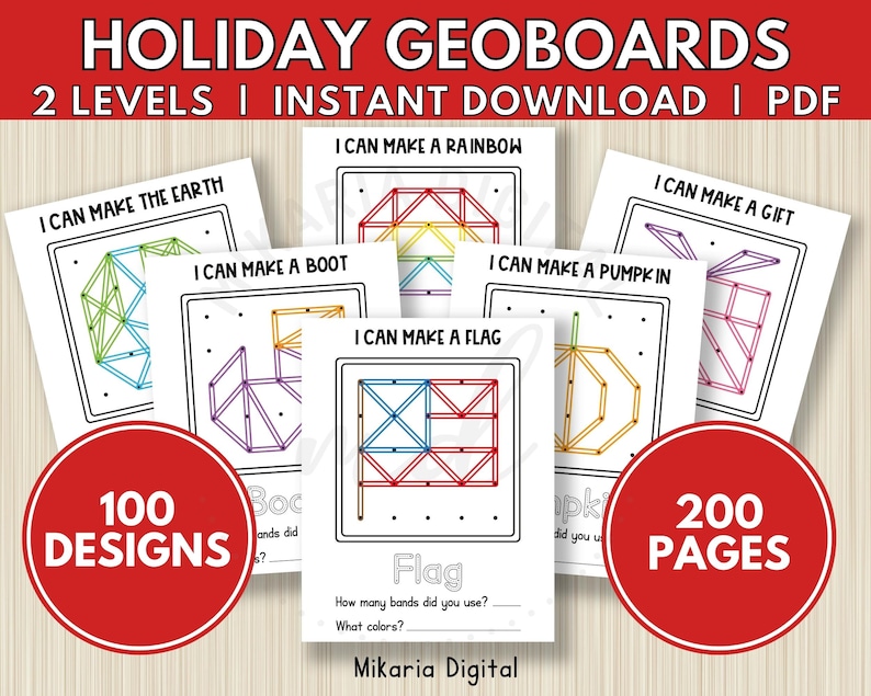 Geoboard Task Card Bundle for Kids Holiday Gift for Toddler - Etsy