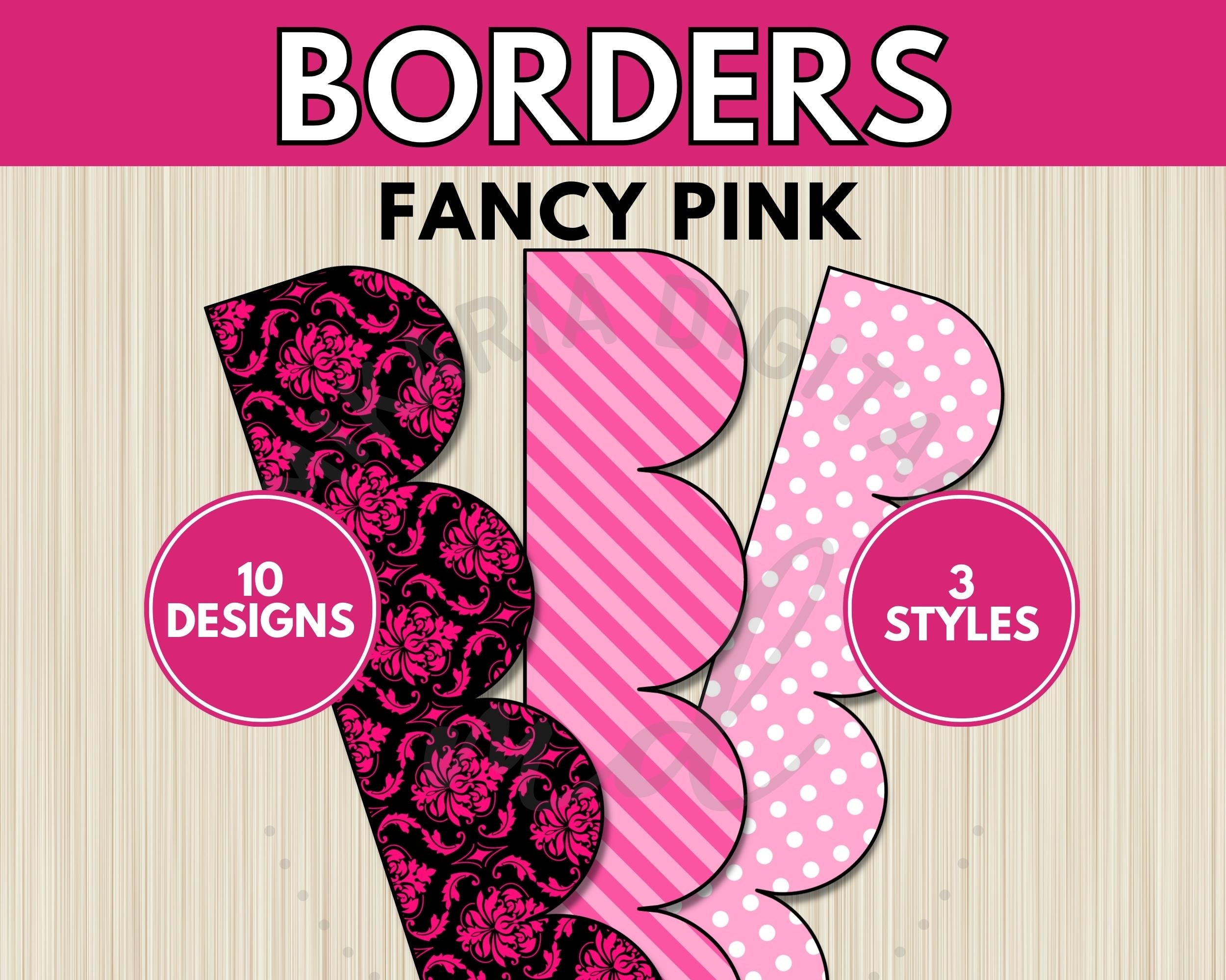 Pink Bulletin Board Borders Classroom Decor Printable, Pink Decorations ...