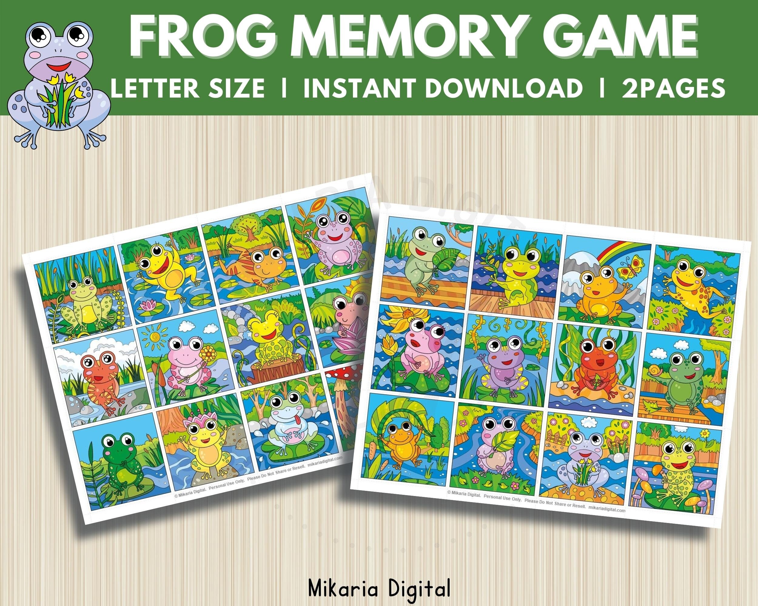 Frog Card Game for Kids Printable Memory Matching Game - Etsy